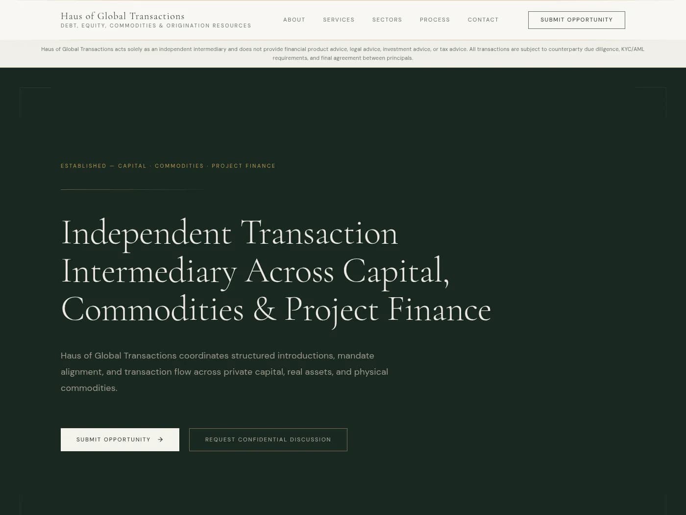 Haus of Global Transactions Site