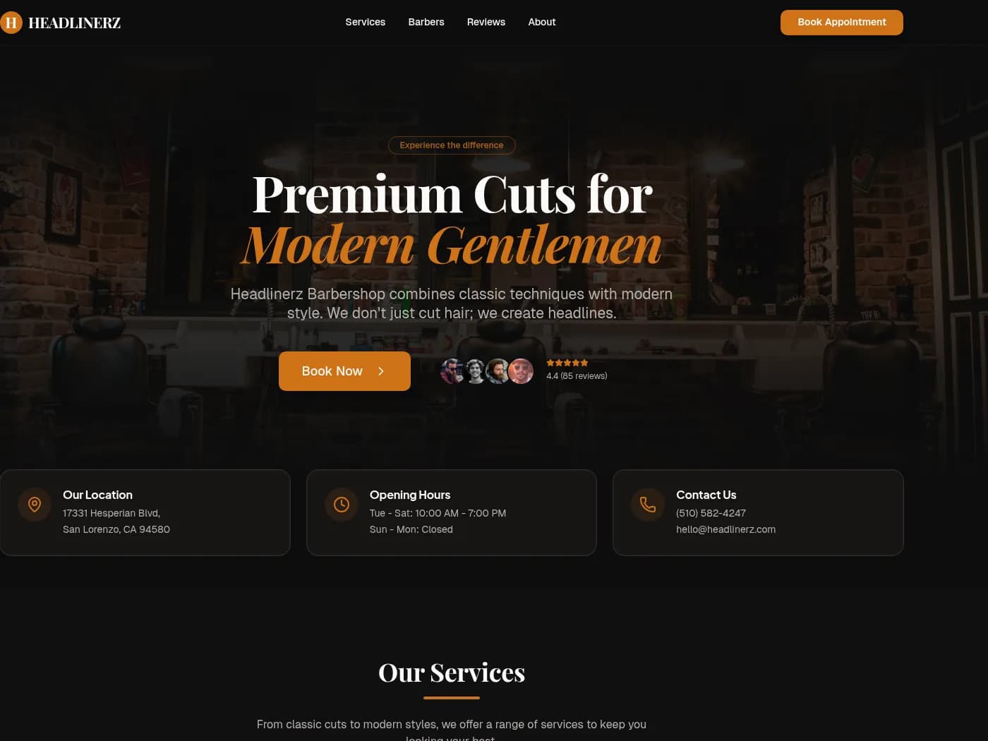 Headlinerz Barbershop Portal