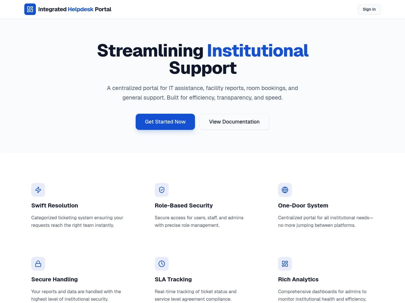 Integrated Helpdesk Portal