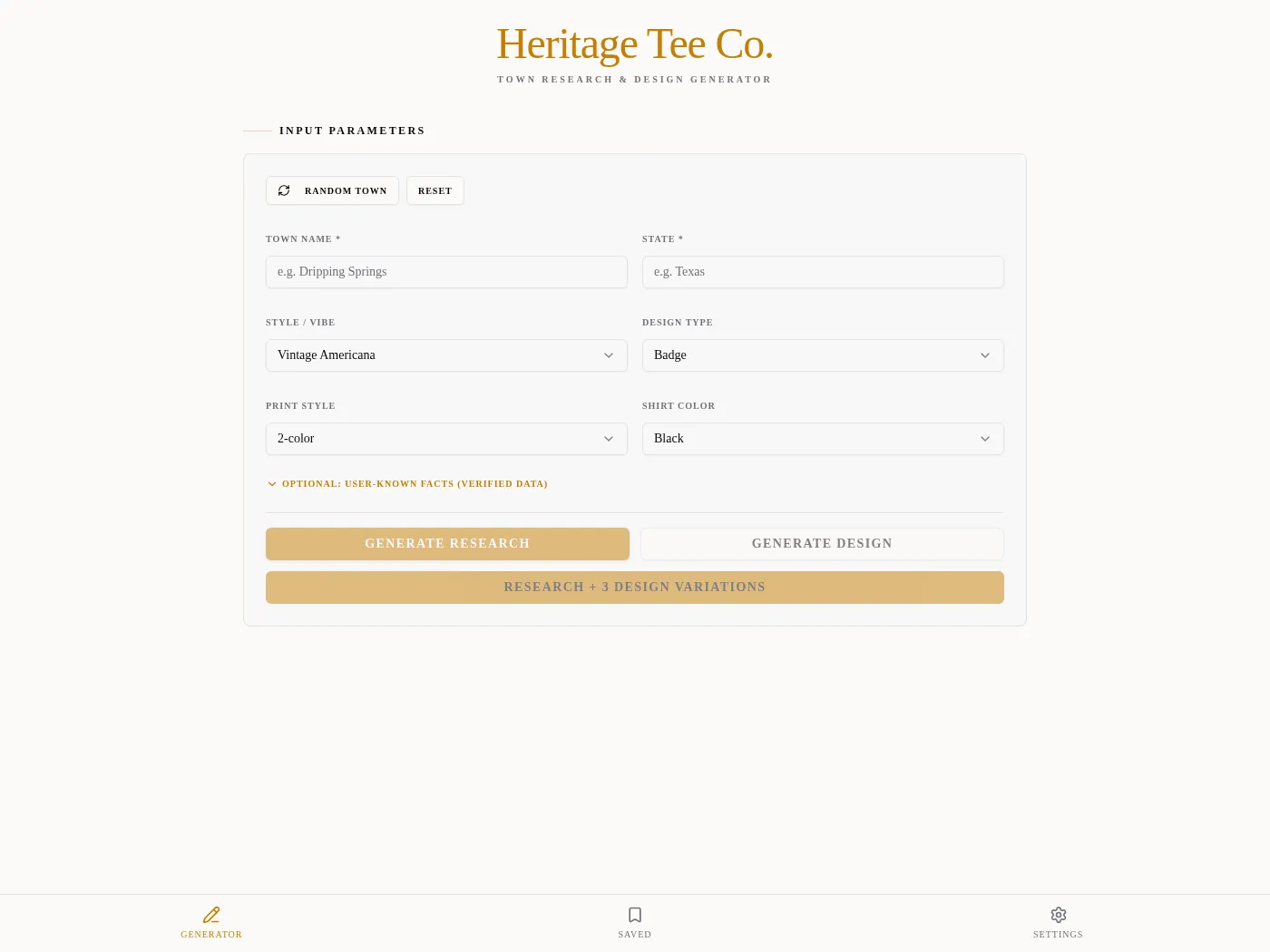 Heritage Tee Co Generator