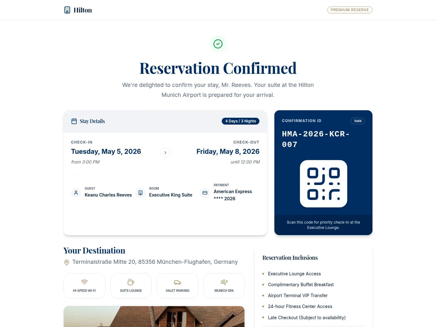 Hilton Munich Reservation Page