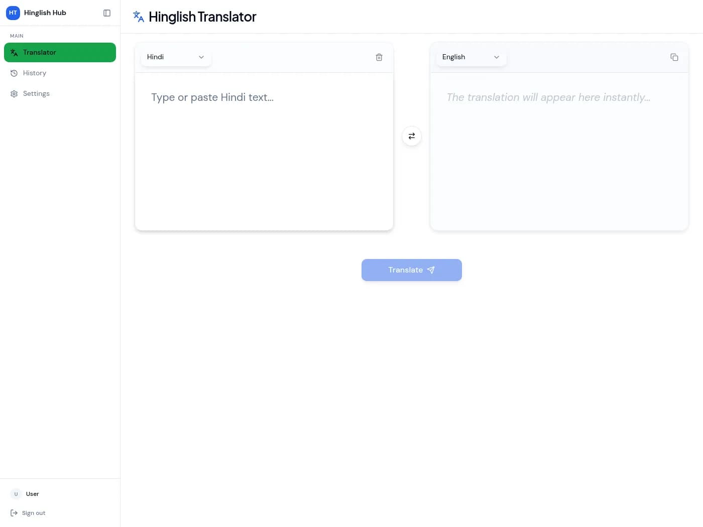 Hinglish Translator Hub