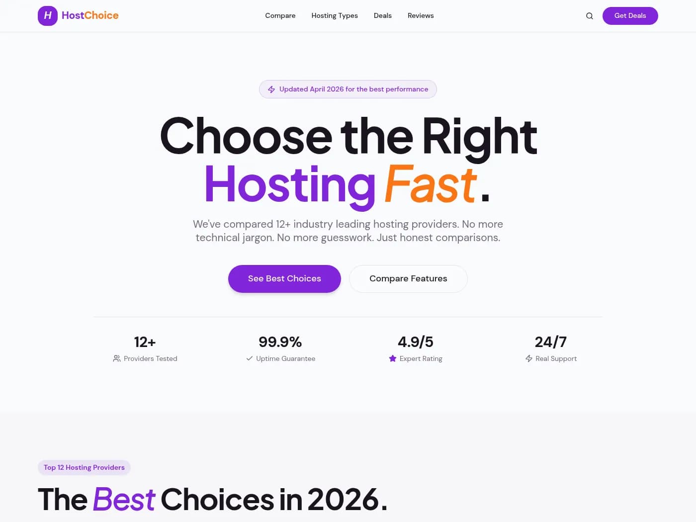 HostChoice Comparison Page