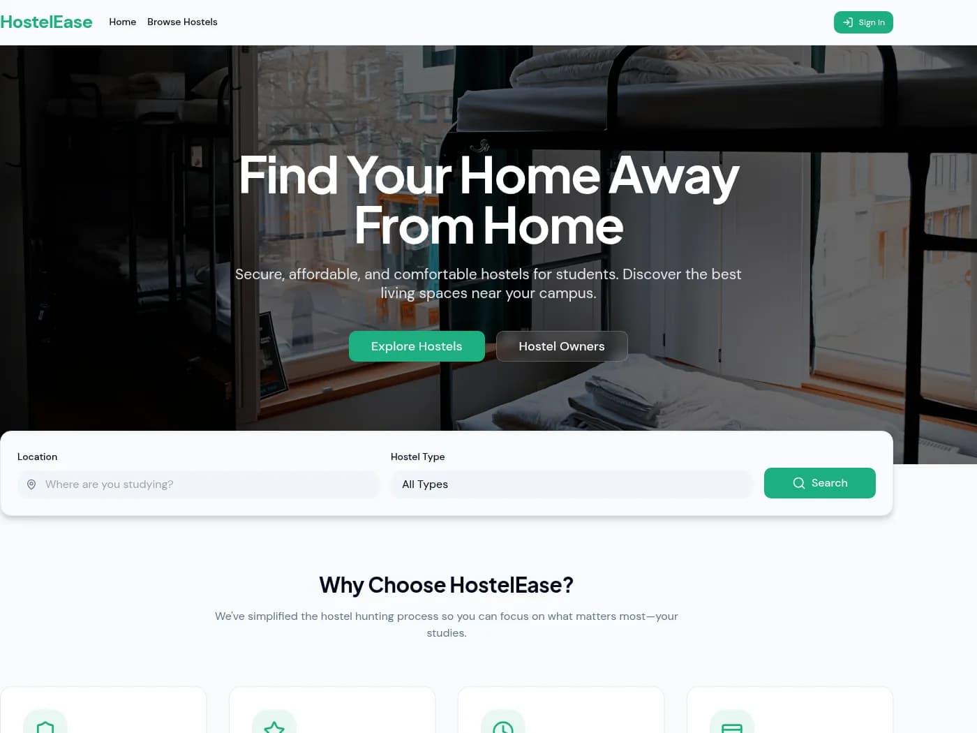 HostelEase Booking Platform