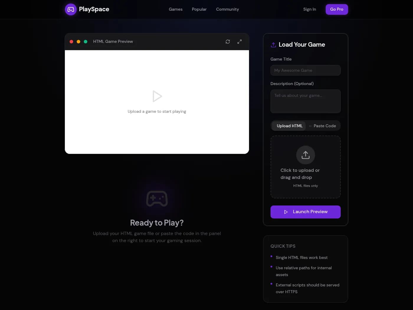 HTML Game Viewer