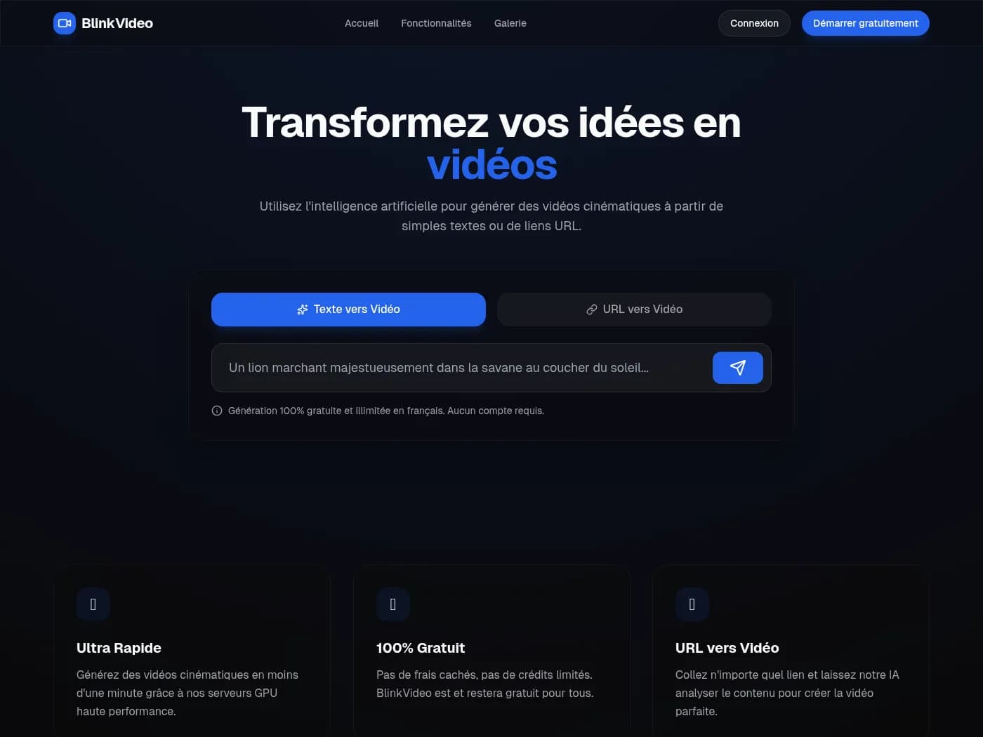 BlinkVideo Générateur IA