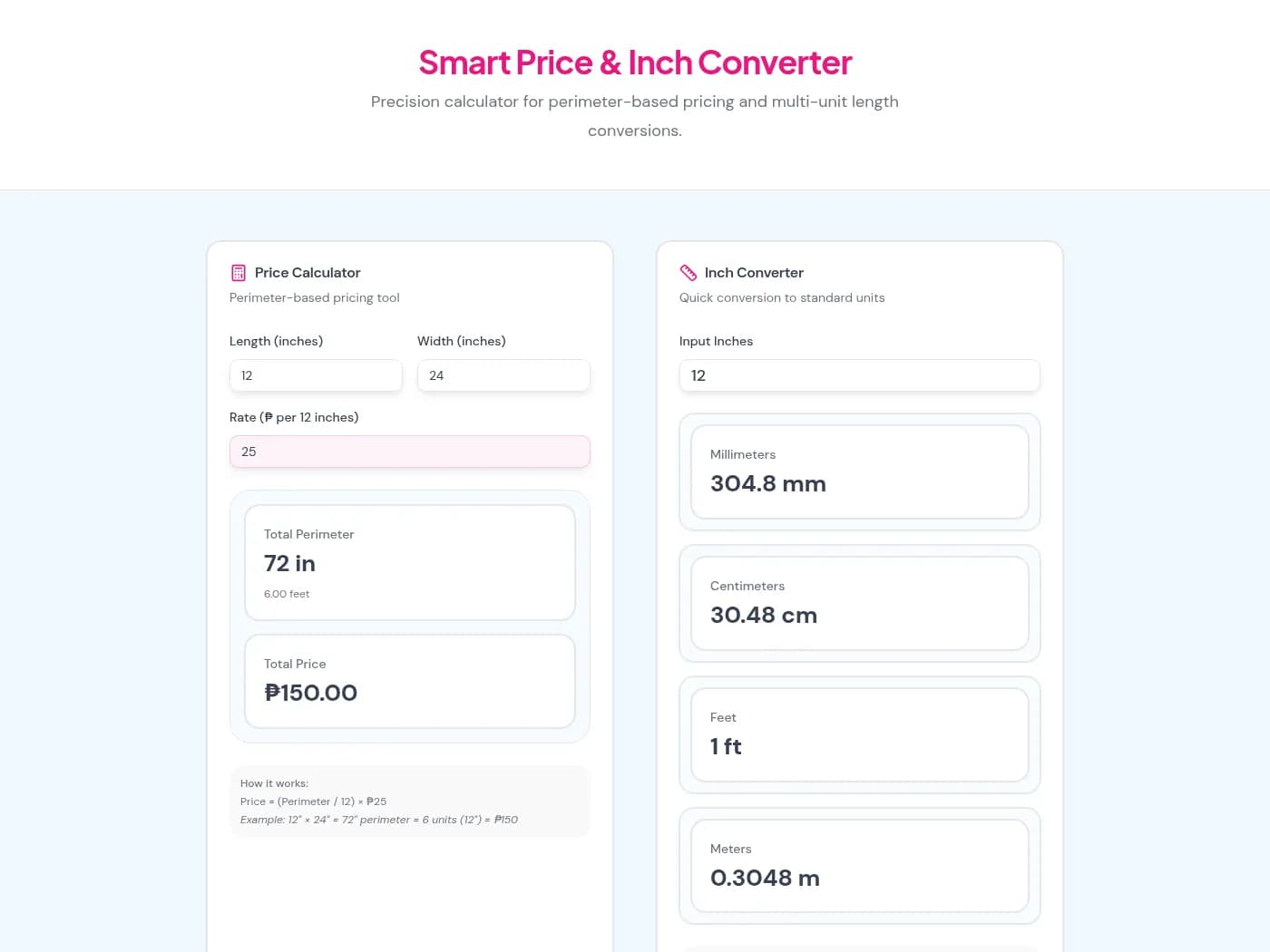 Smart Price & Inch Converter