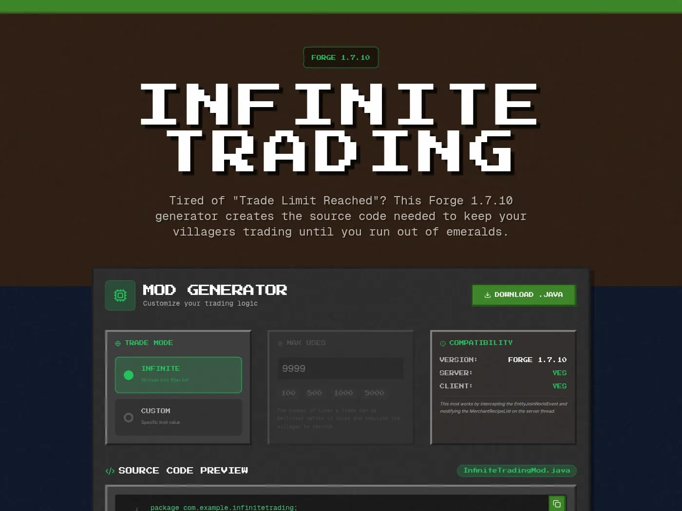 Infinite Village Trades