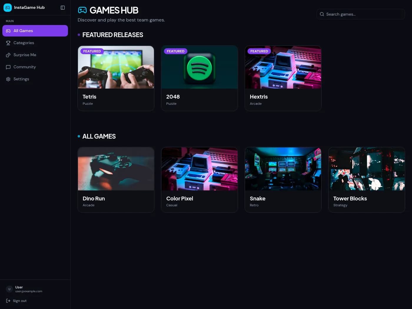 InstaGame Hub