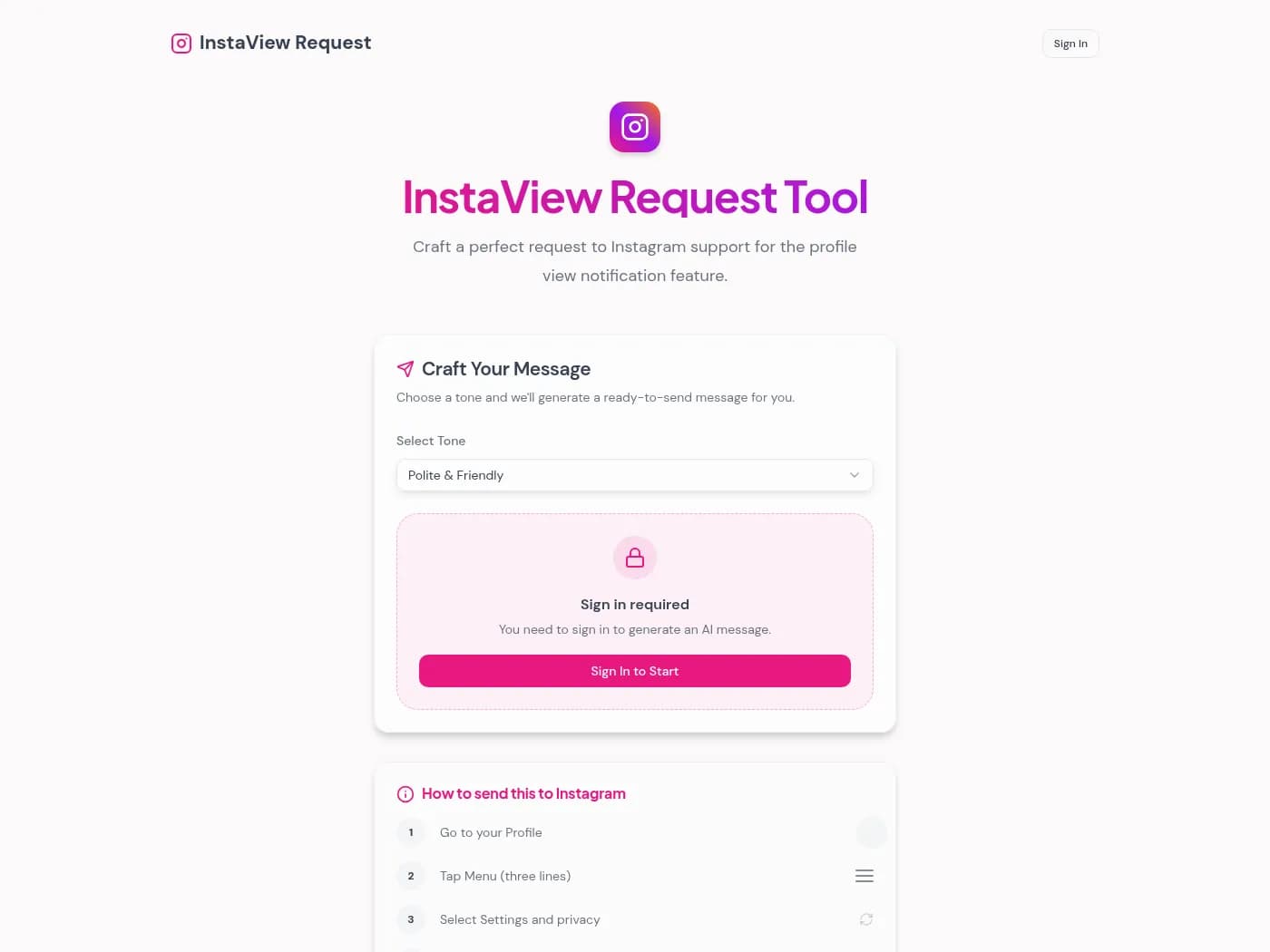 InstaView Request Message