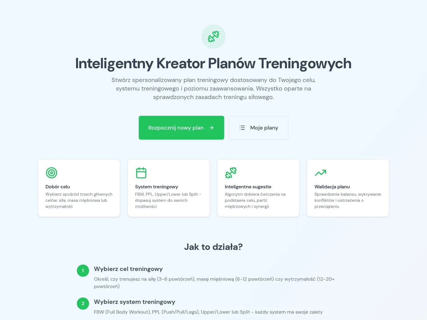 Inteligentny Kreator Planów Treningowych – Fundament Aplikacji Webowej