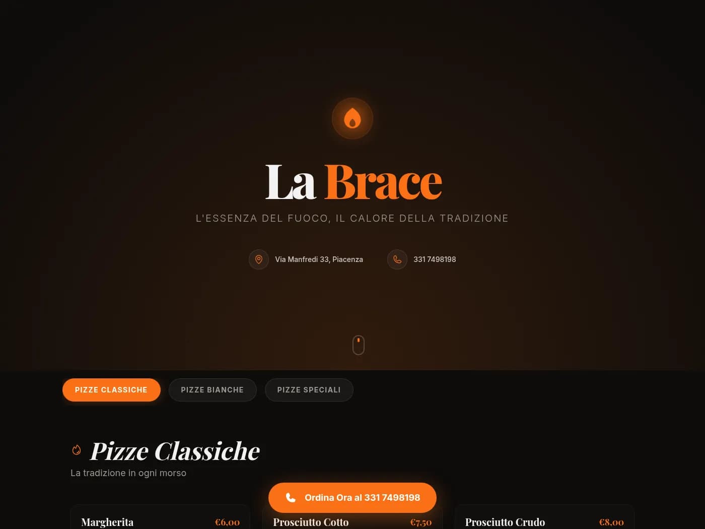 La Brace Interactive Menu