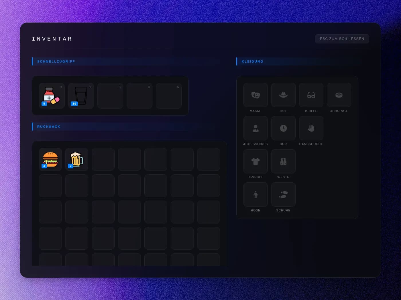 Inventory UI Animations