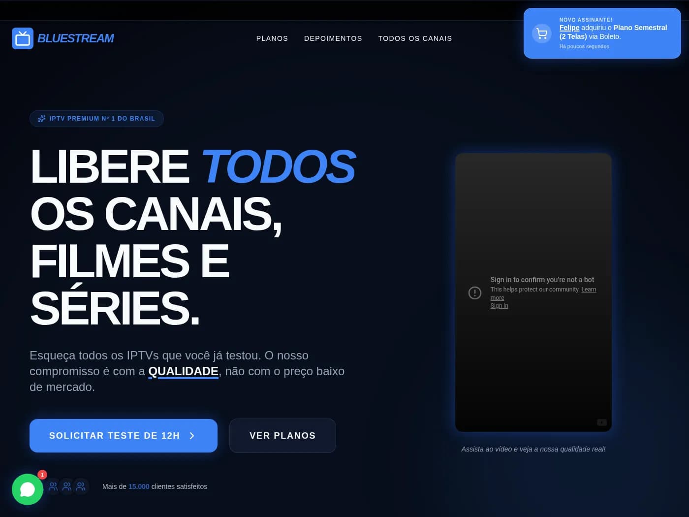 BlueStream IPTV Landing