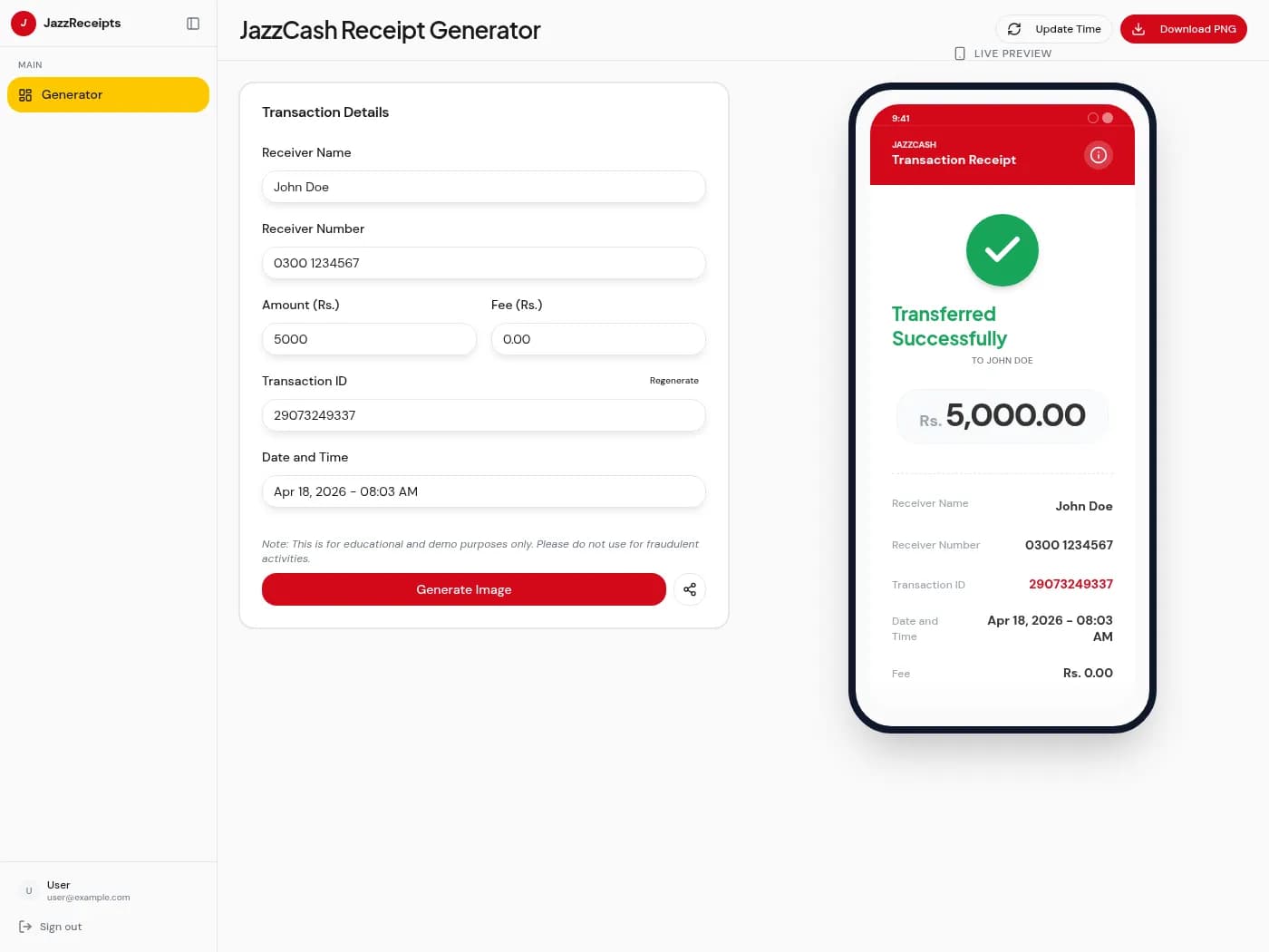 JazCash Fake Pay Screen