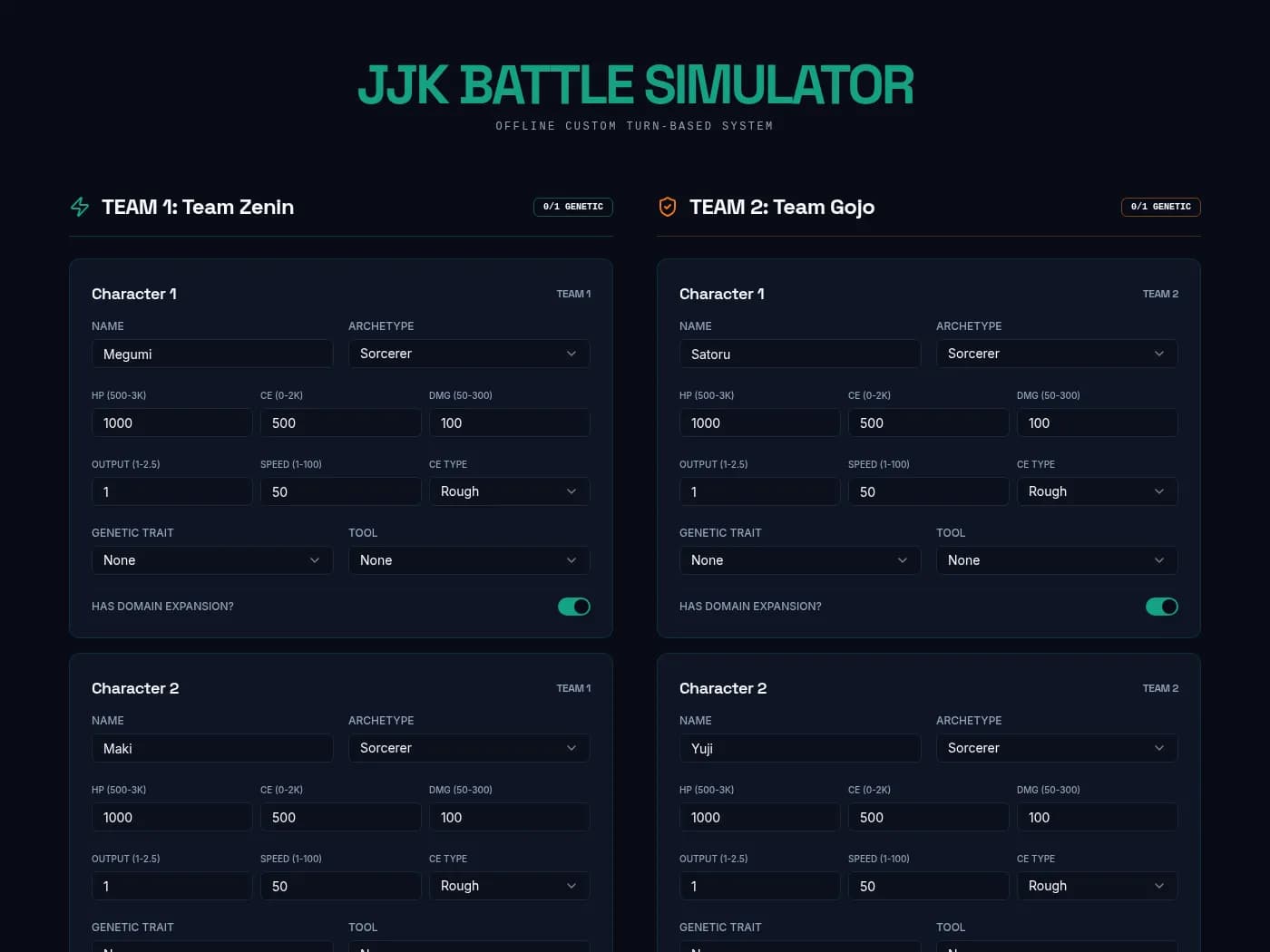 JJK Offline Battle System