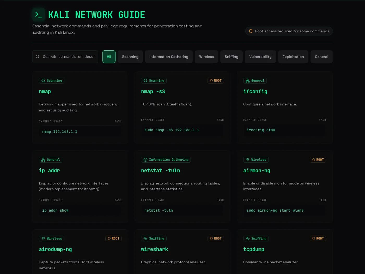 Kali Network Command Guide