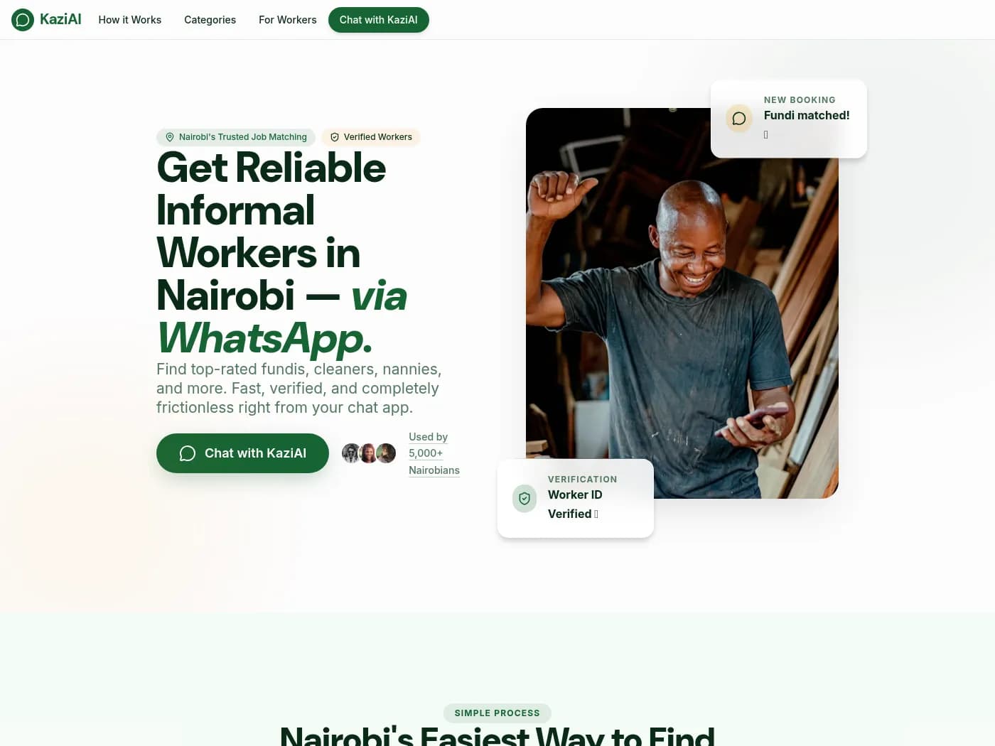 KaziAI: WhatsApp-First Job Matching Bot for Informal Workers in Nairobi