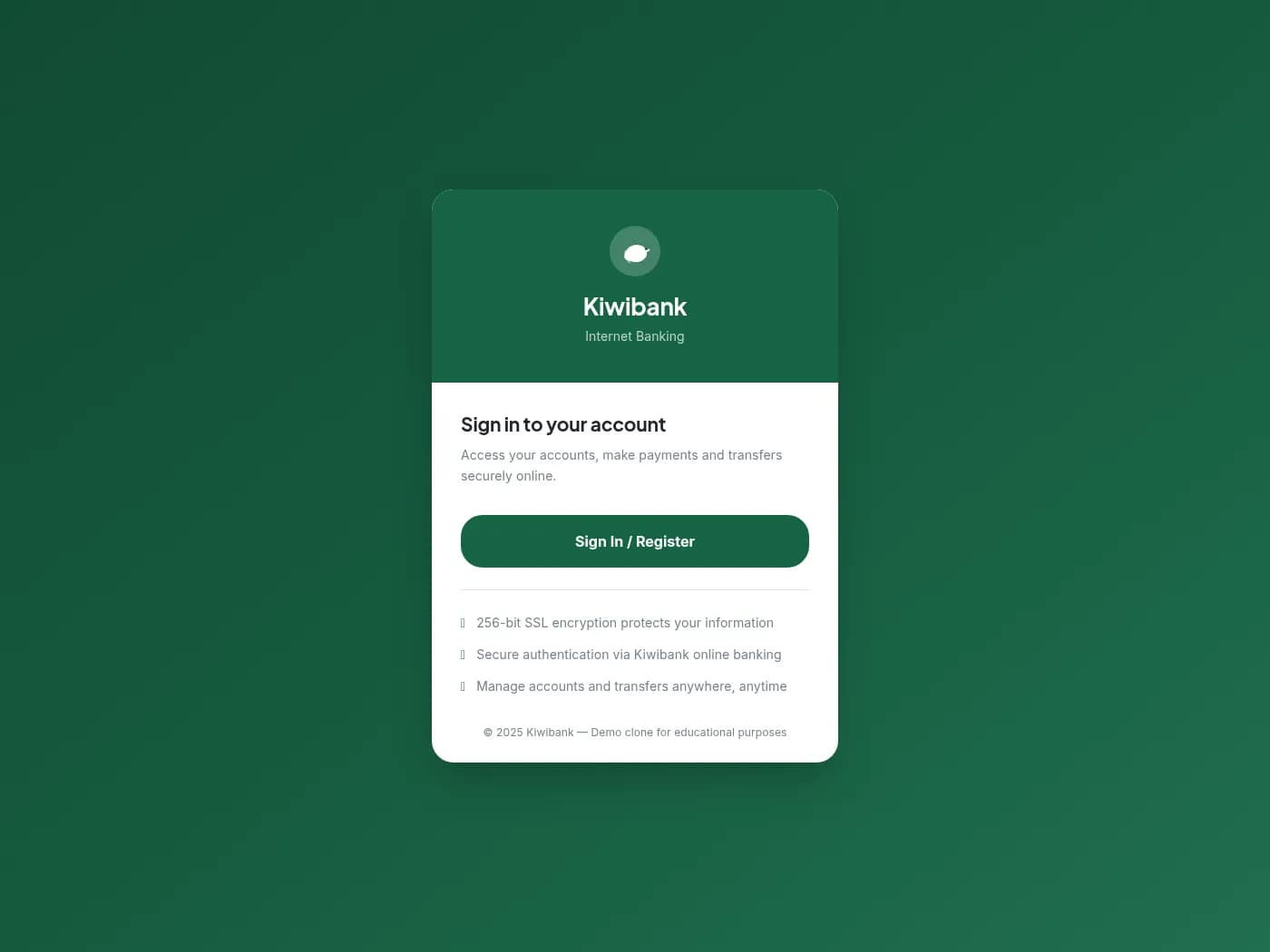 Kiwi Bank Clone