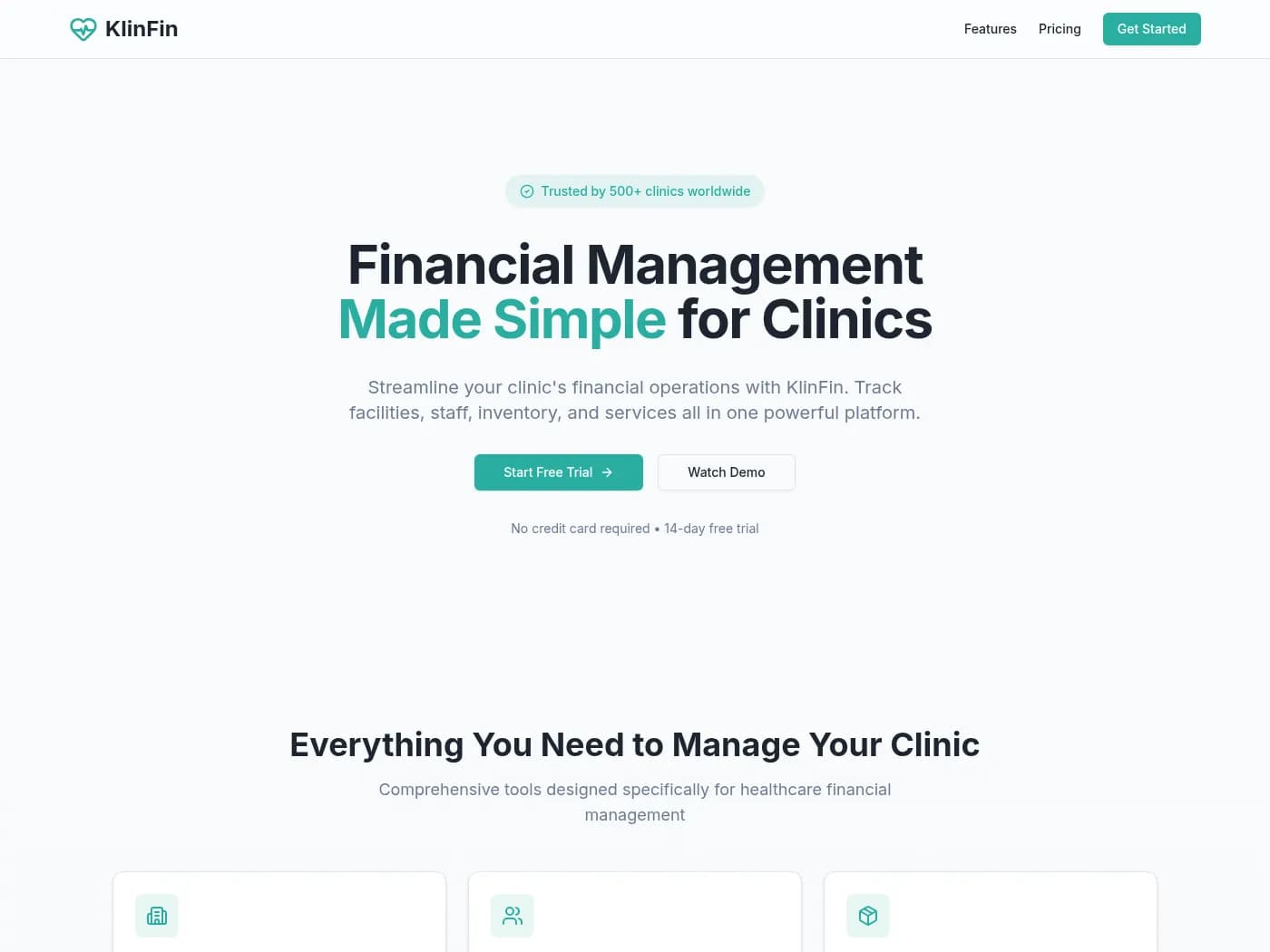 KlinFin Financial Clinic Management Platform