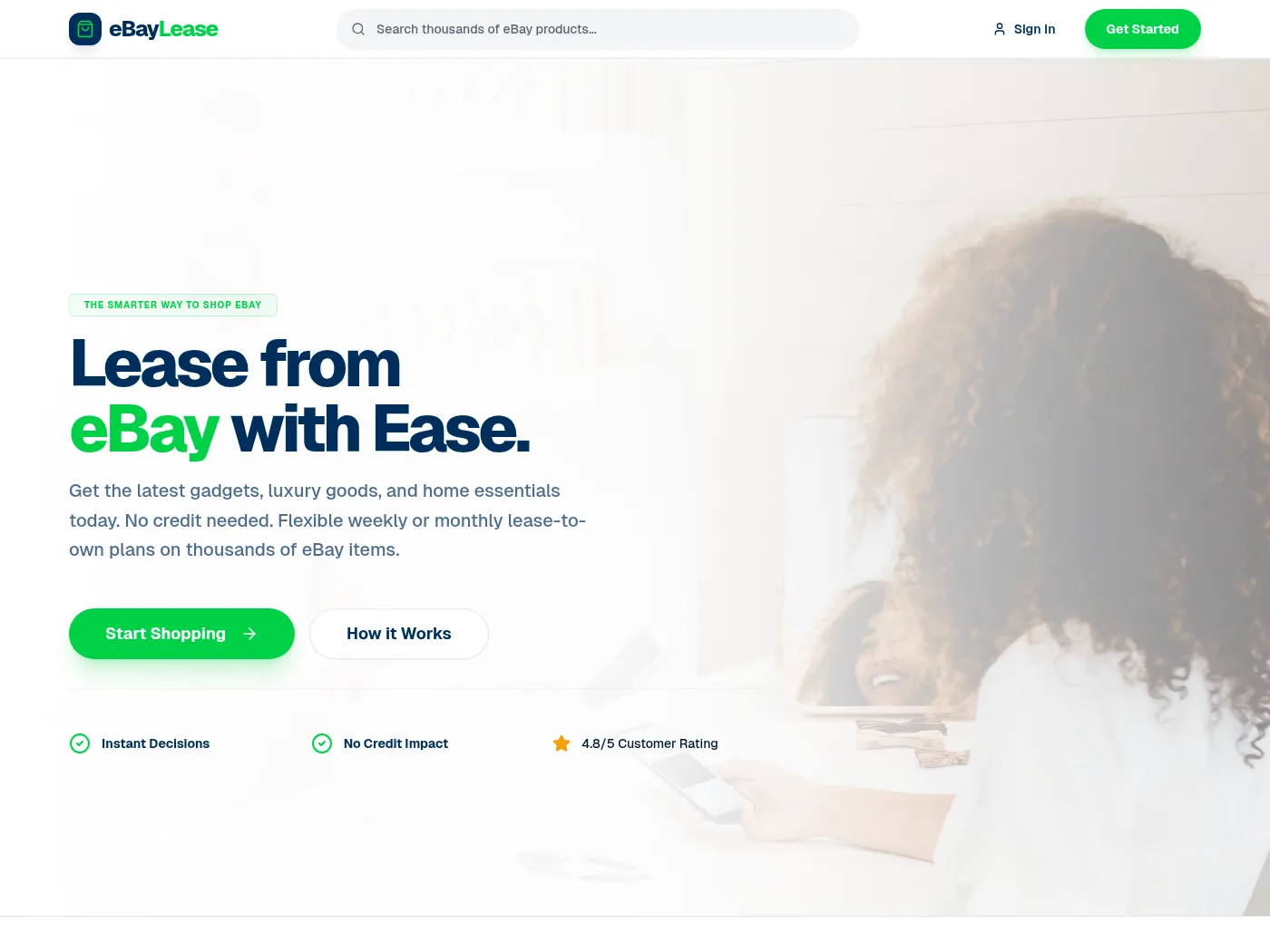 Lease2Own eBay Homepage