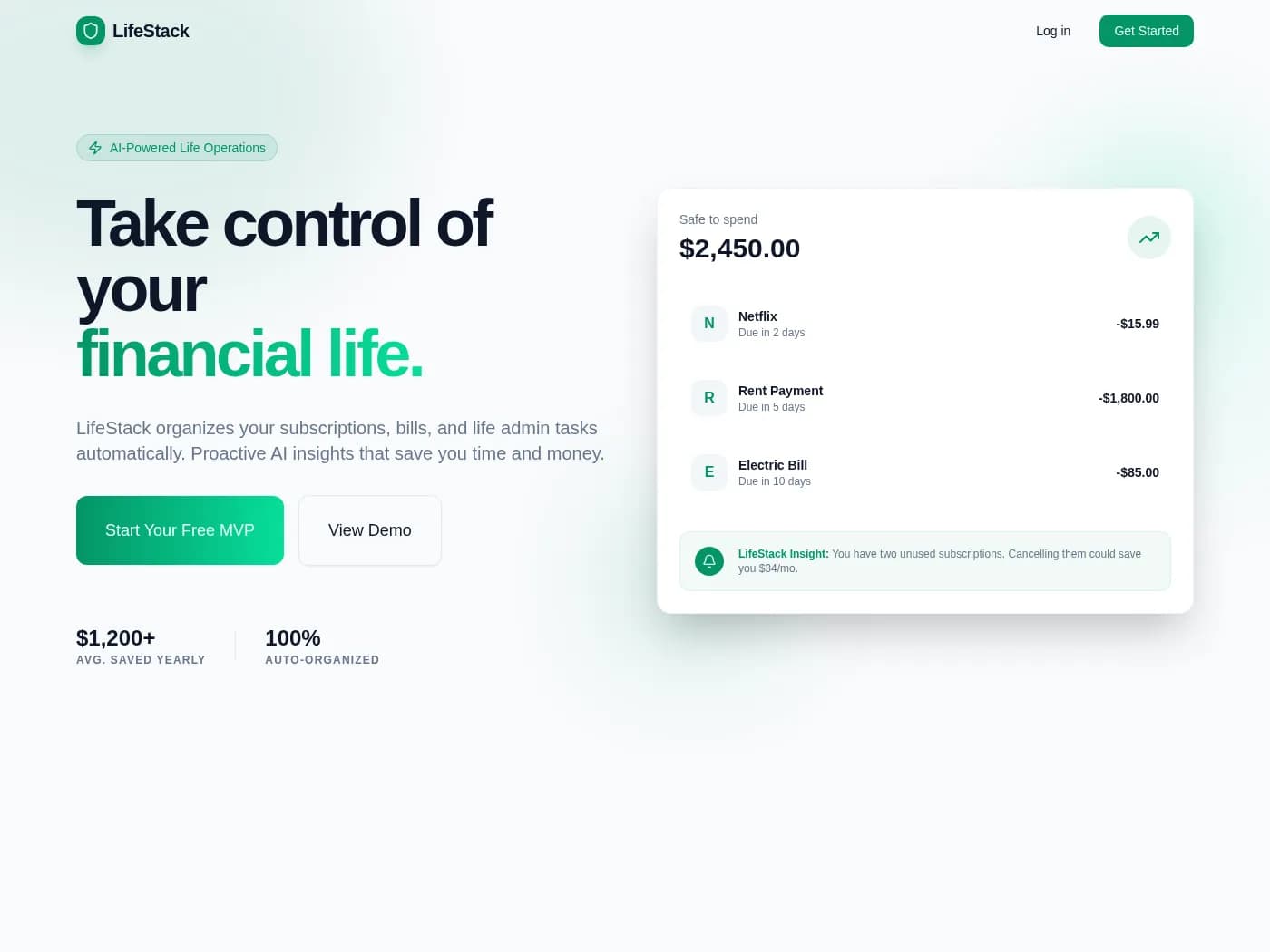 LifeStack AI Dashboard