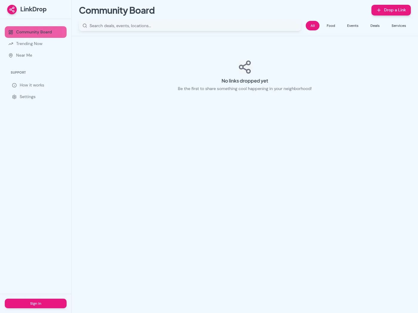 LinkDrop Promo Board