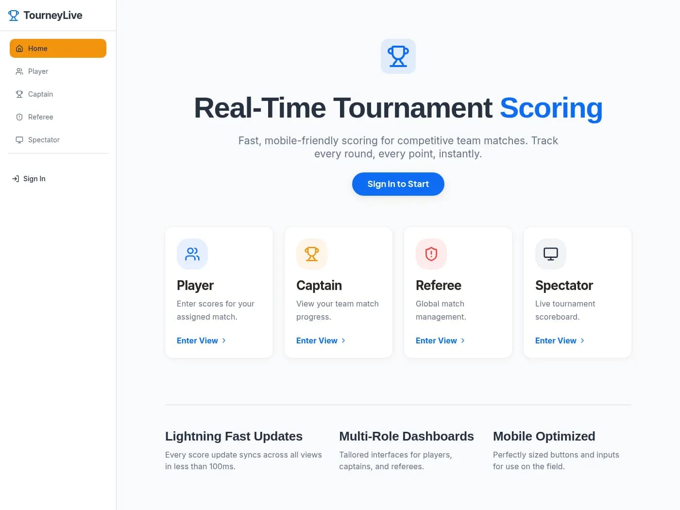 Live Tournament Scoring