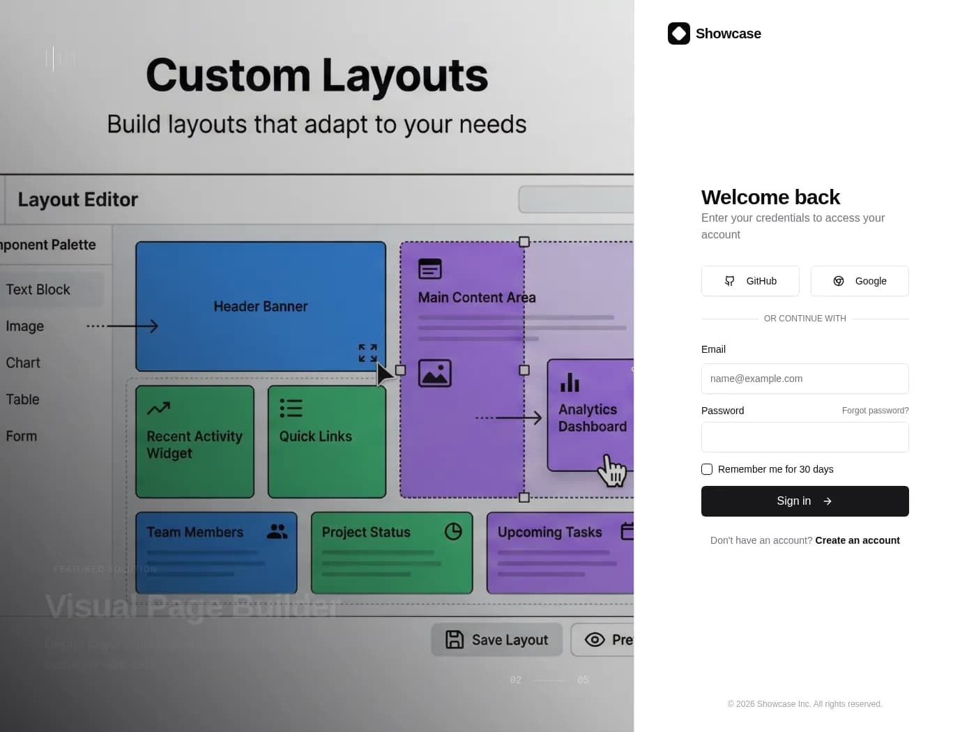 Login Carousel Showcase