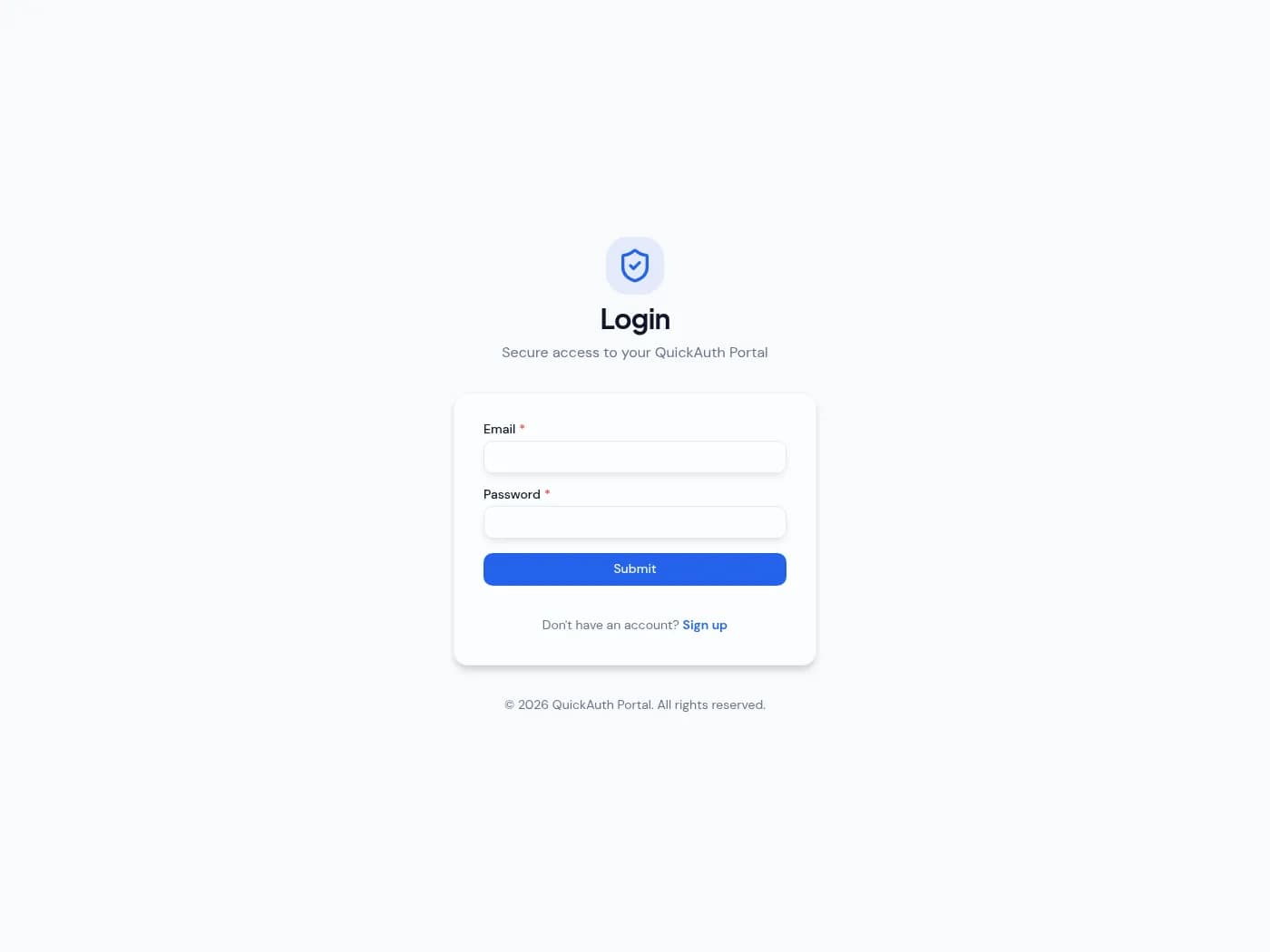 QuickAuth Portal