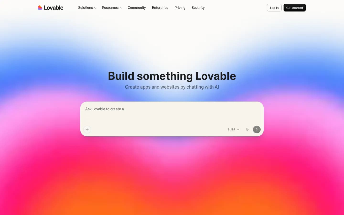 Lovable landing page — the AI app builder that just launched its iOS and Android mobile app