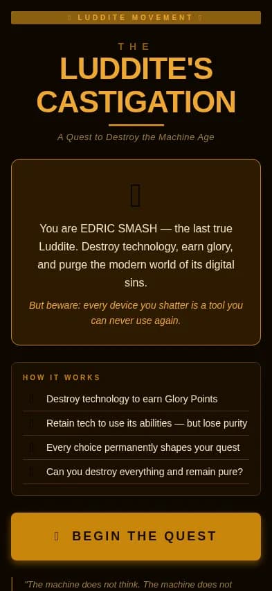 Luddite's Castigation Quest