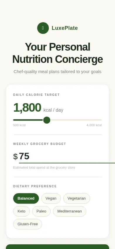 LuxePlate Meal Planner