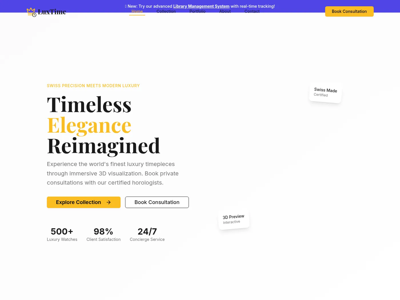 Luxury Watch Booking Platform with Real-Time 3D Animation