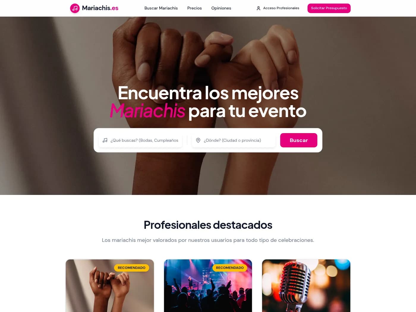 Mariachis Marketplace UX