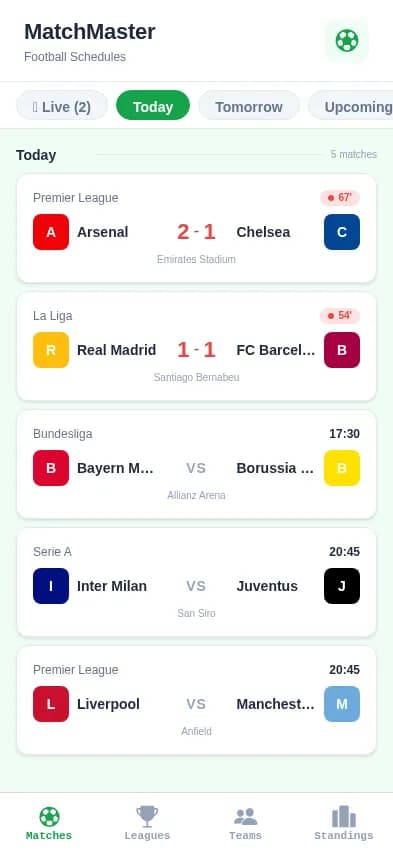 MatchMaster Schedules