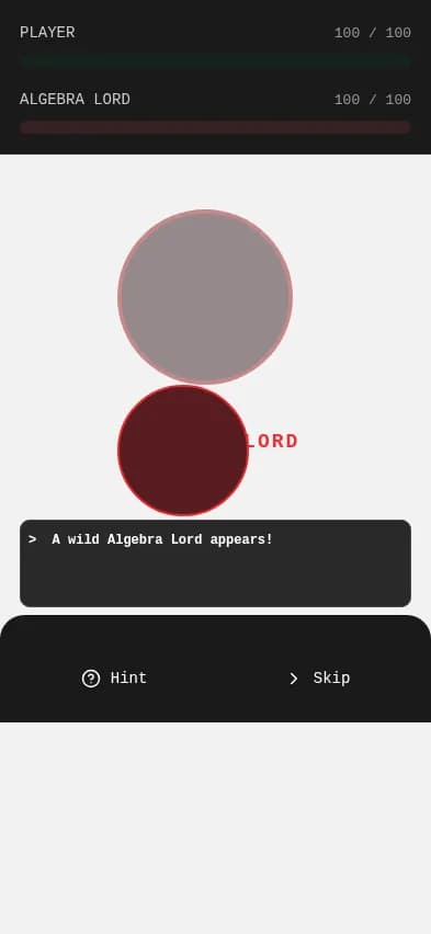 Math RPG Battle Prototype