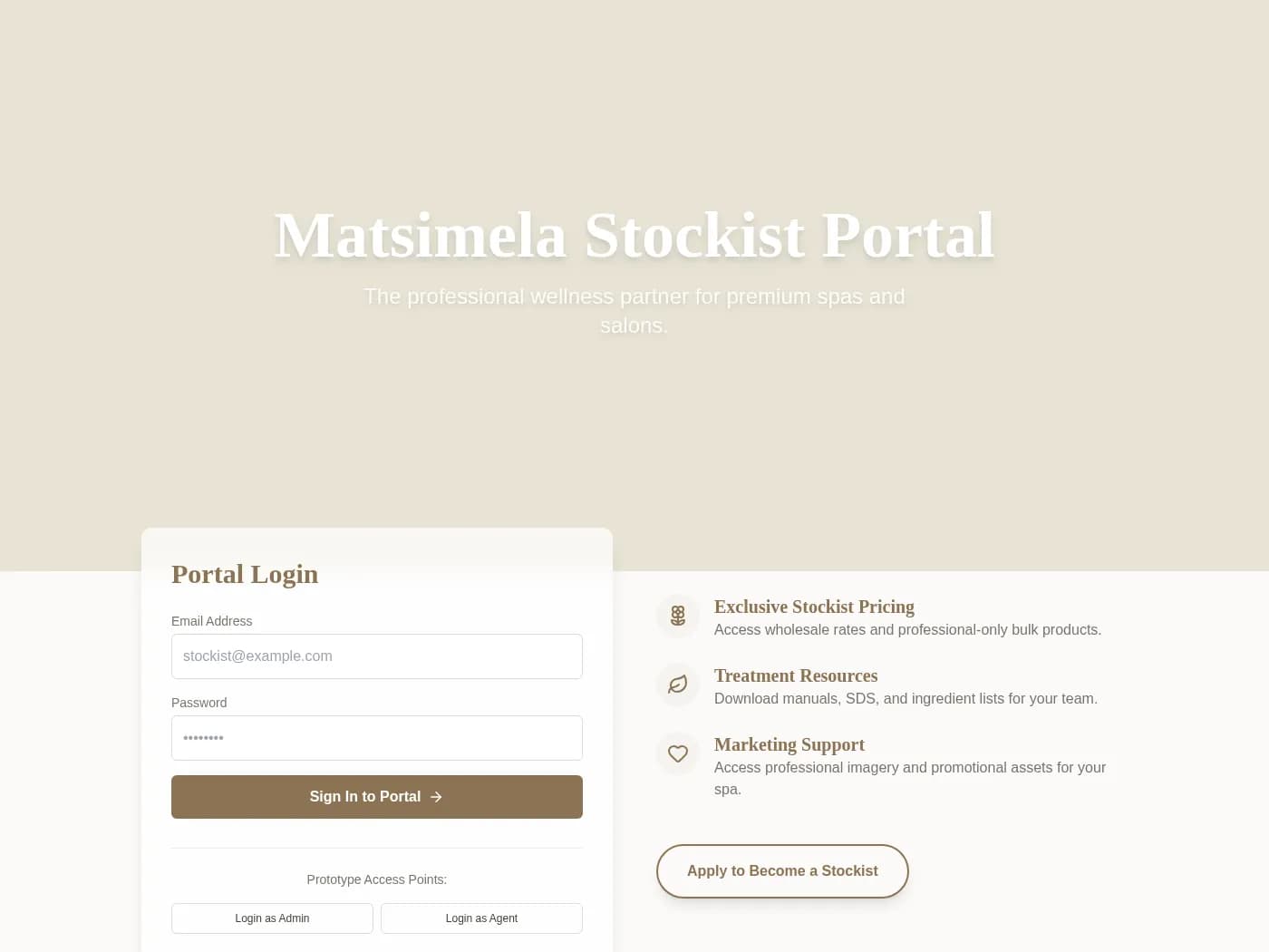 Matsimela Stockist Portal
