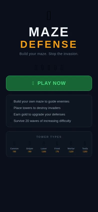Maze Defense Tower Game