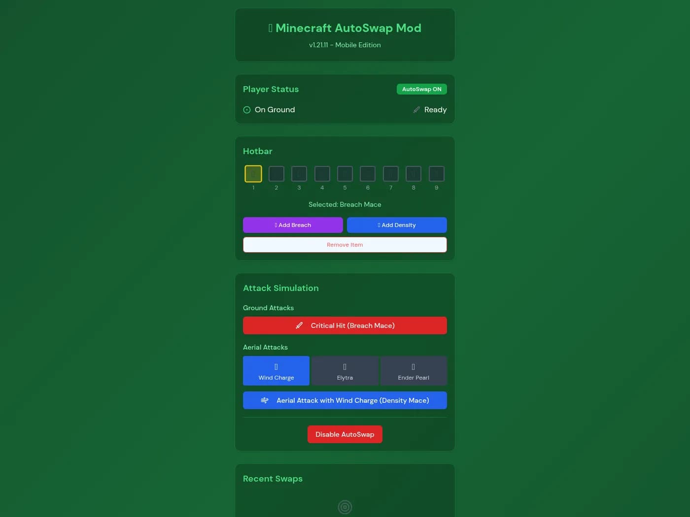 Mobile Minecraft Mod AutoSwap