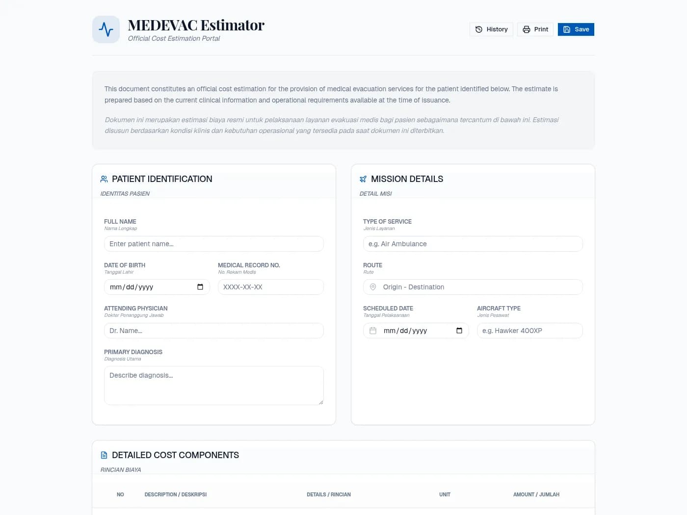 MEDEVAC Cost Estimator