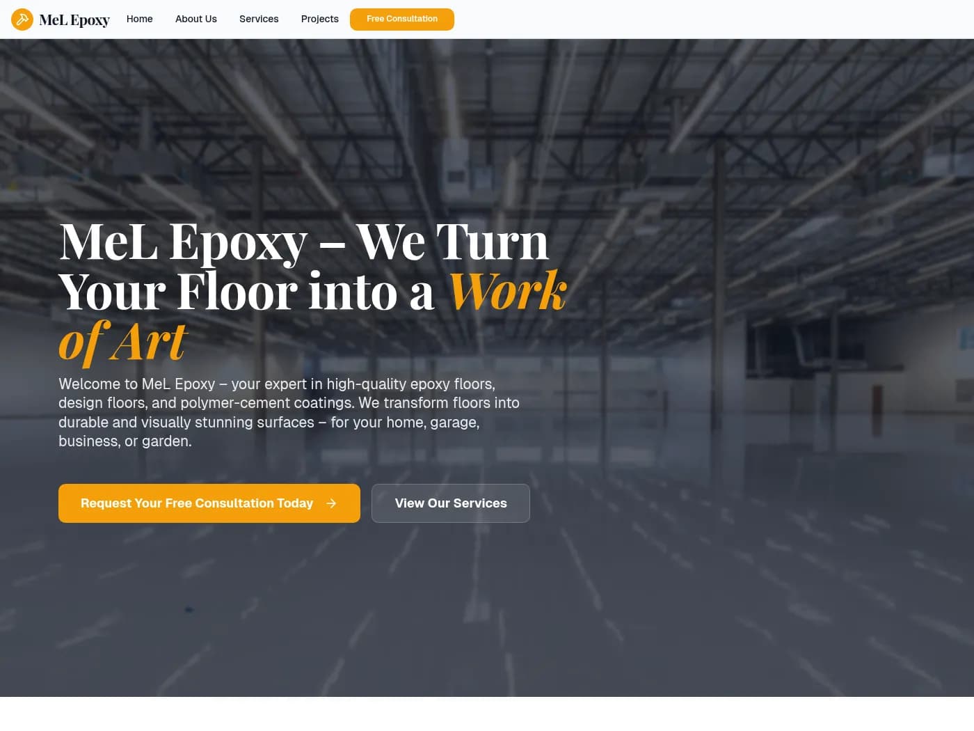 MeL Epoxy Landing Page