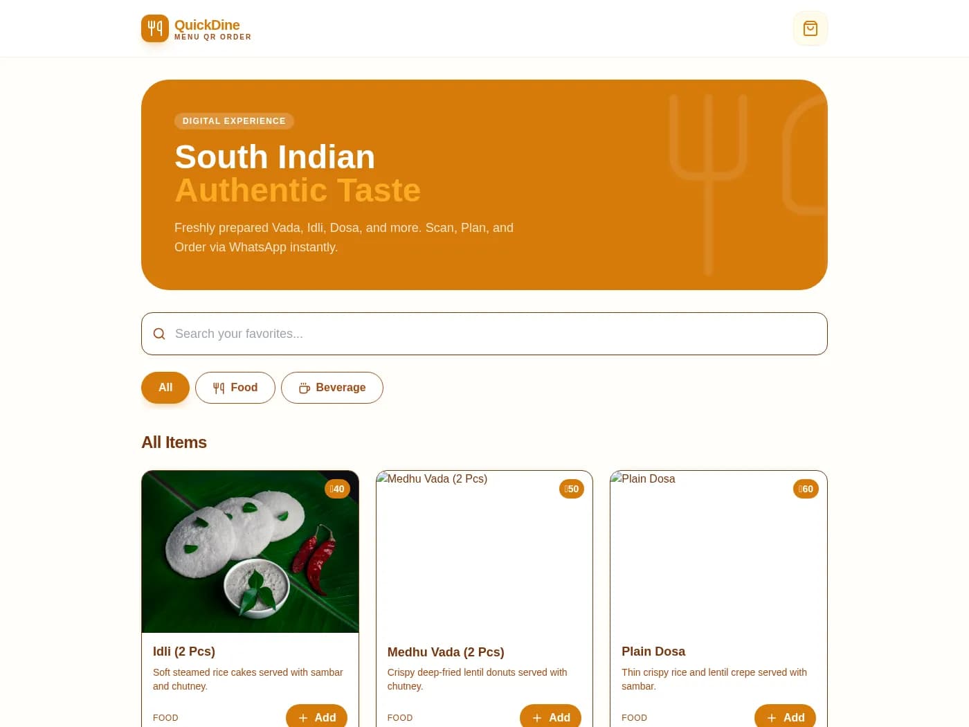 QuickDine Menu QR