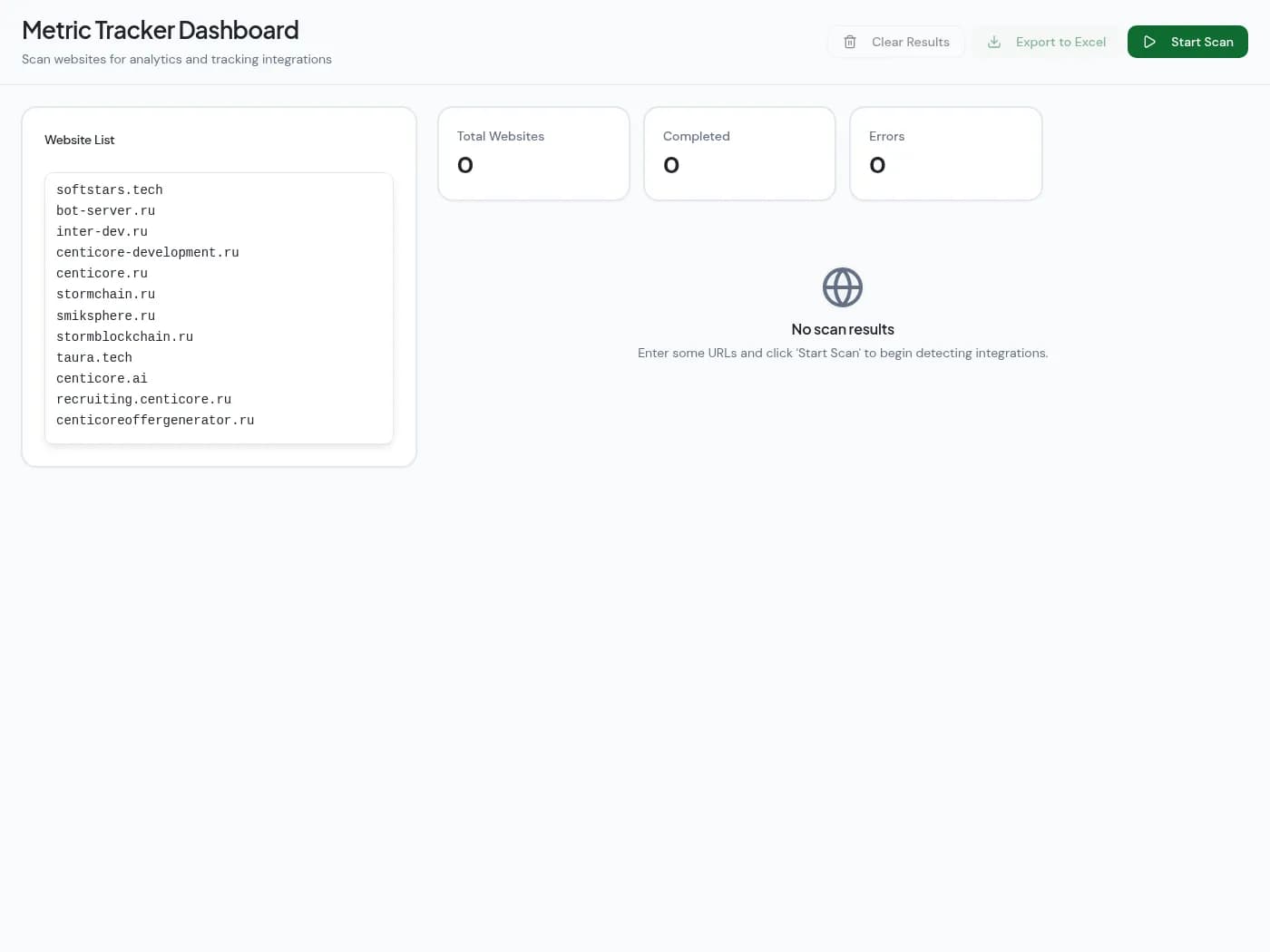 Metric Tracker Dashboard