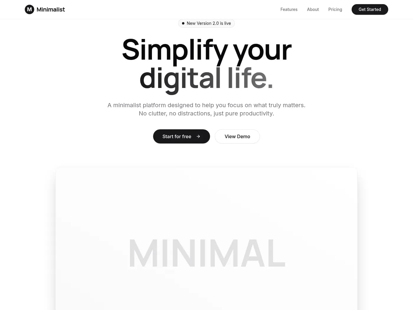 Minimalist Landing Page