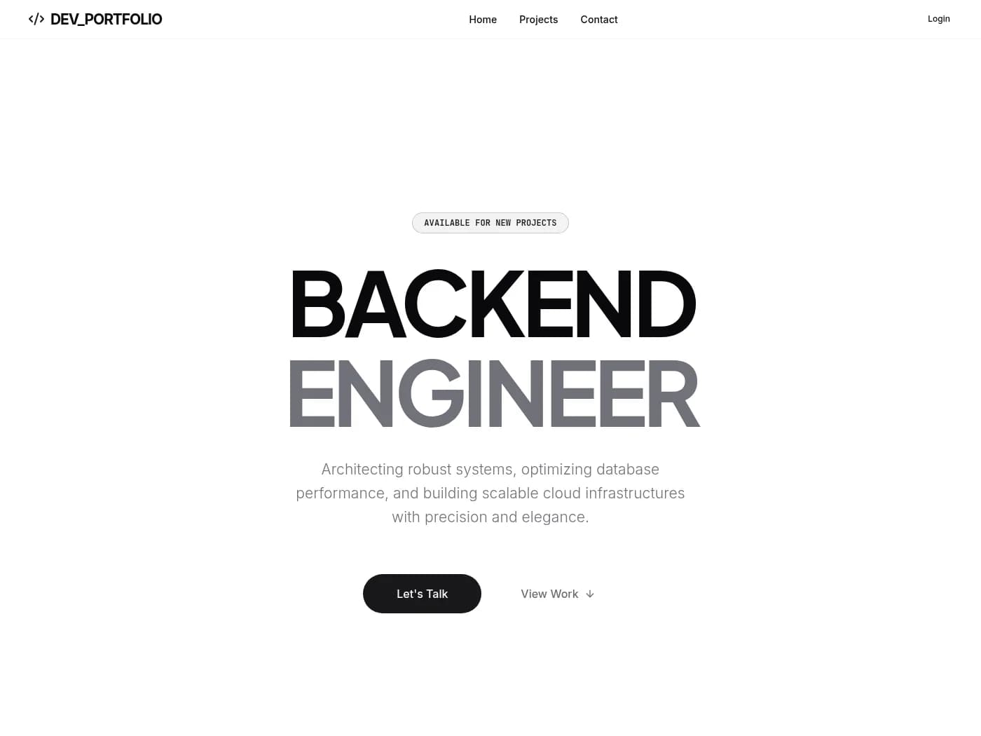 Minimalist Dev Portfolio