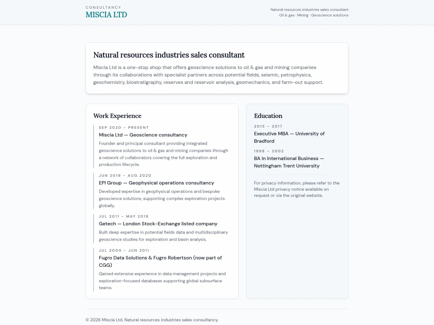 MISCIA Ltd Web Revamp