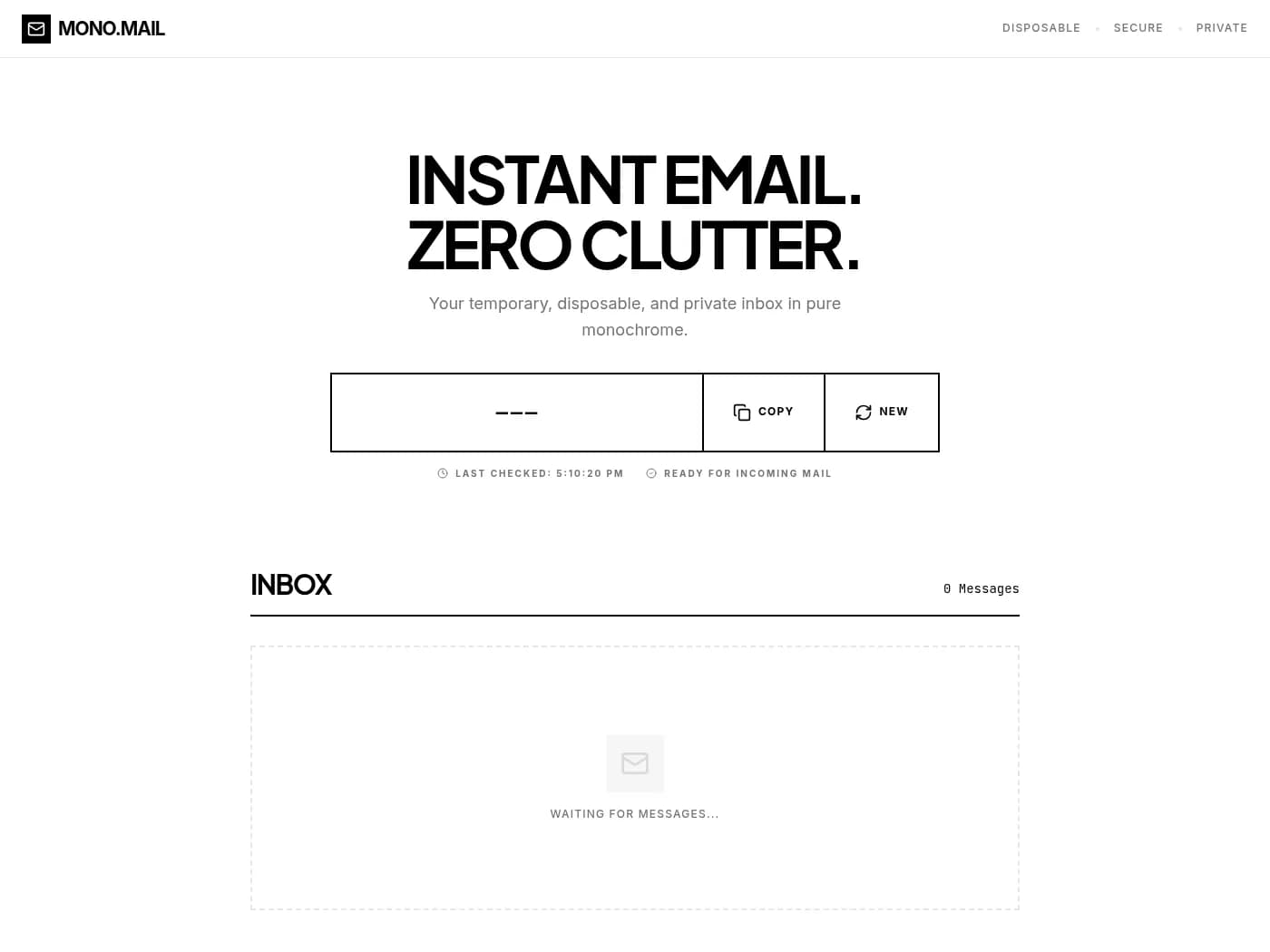 Monochrome TempMail