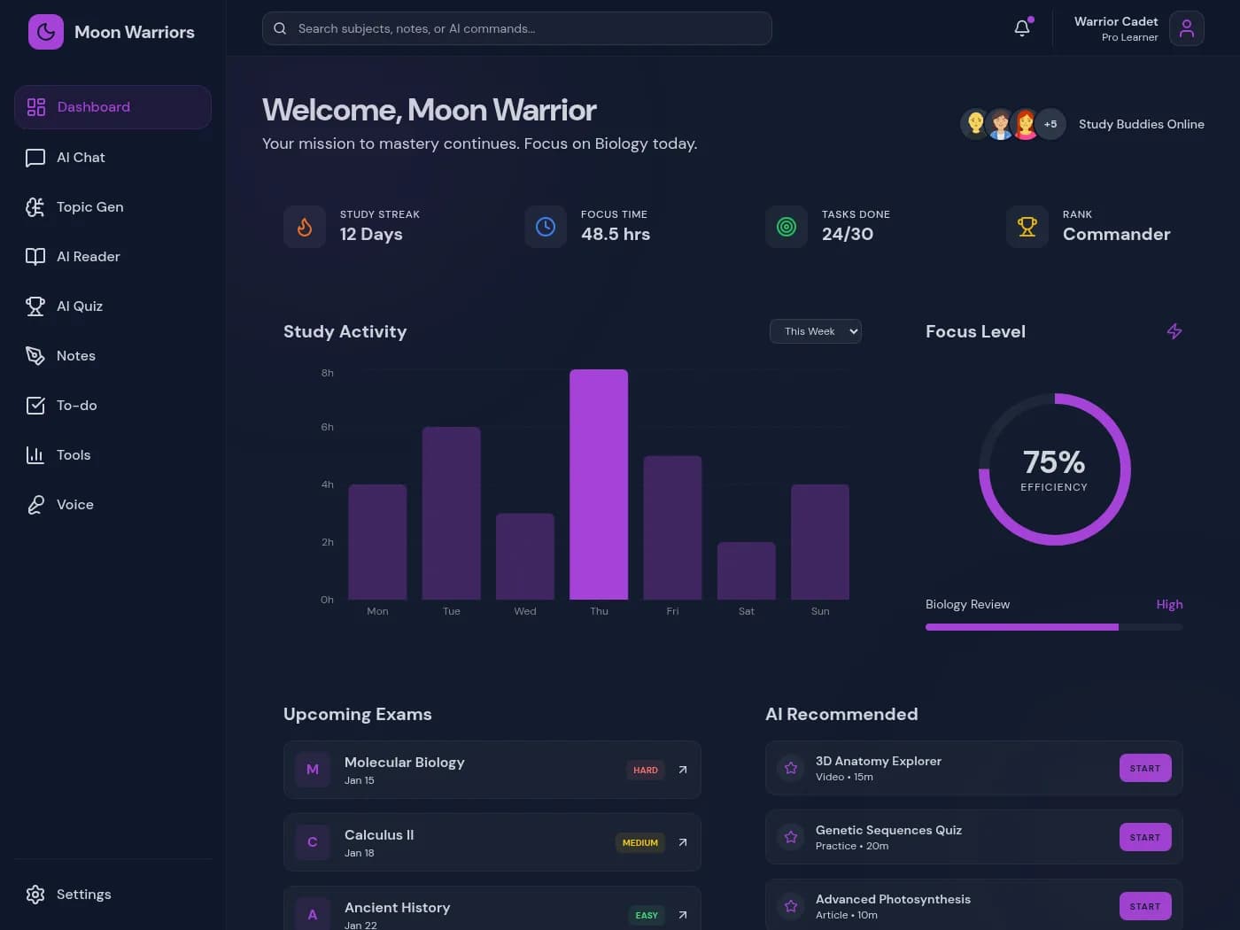 Moon Warriors AI Study Hub