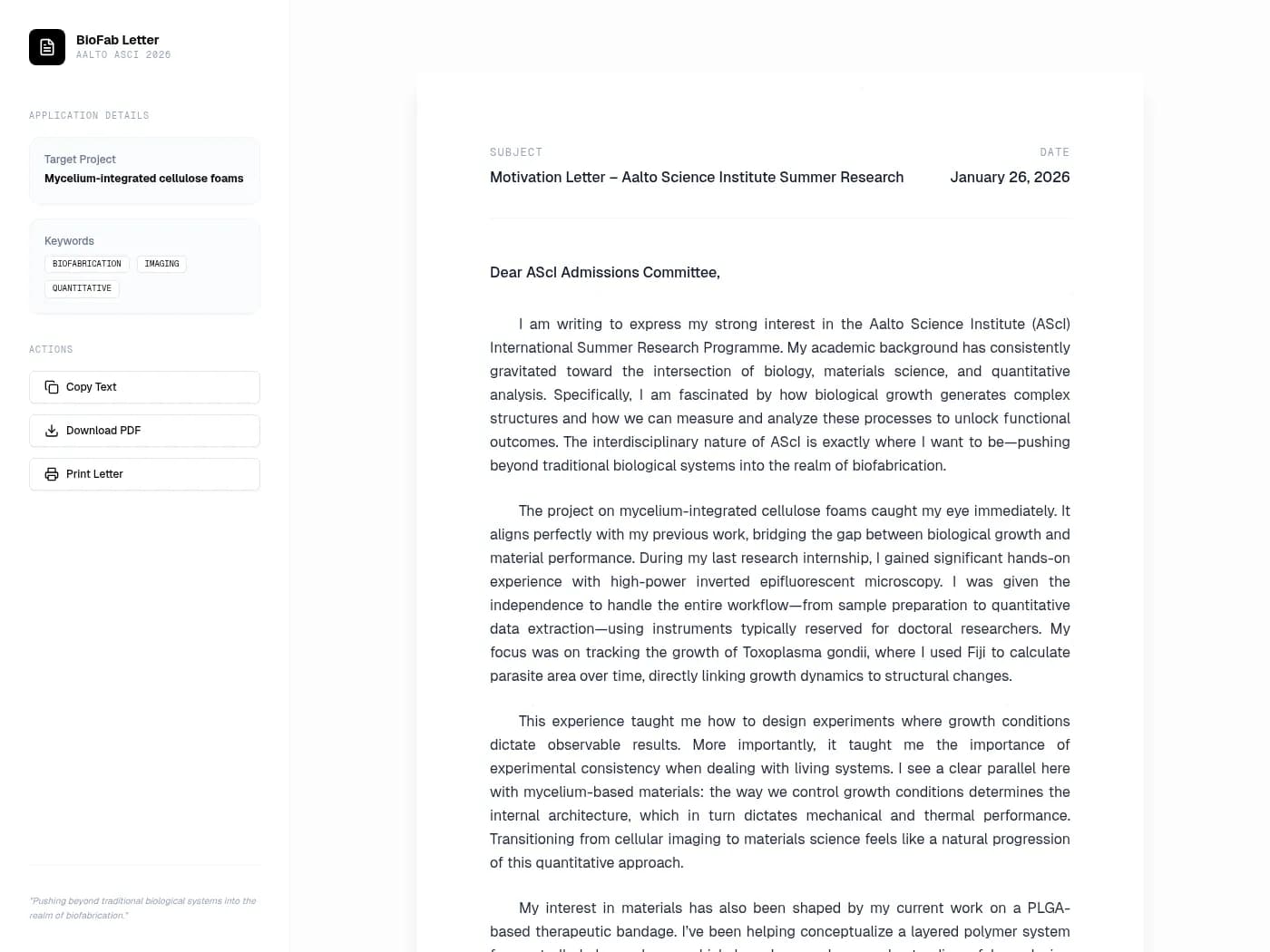 BioFab Structure Letter
